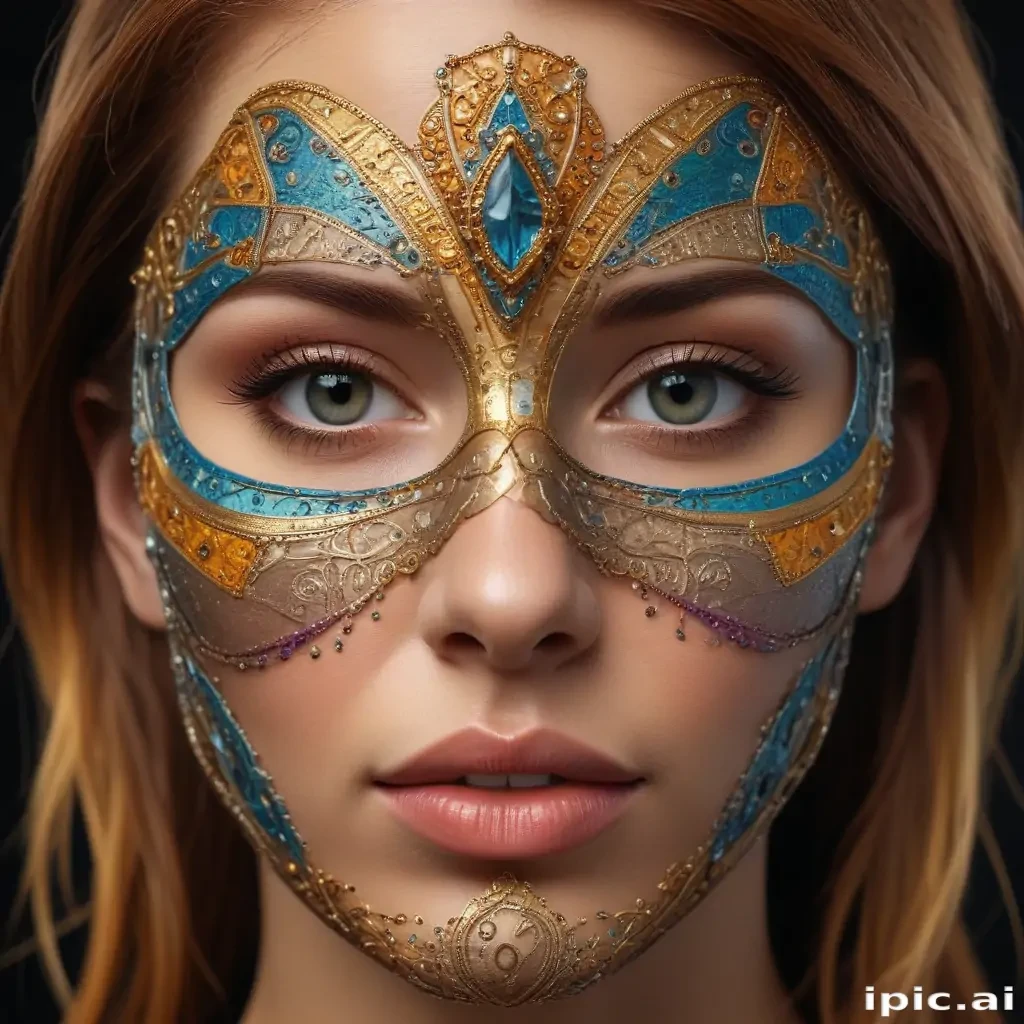 Intricate and Colorful Face Mask Design Highlighting Artistic Beauty ...