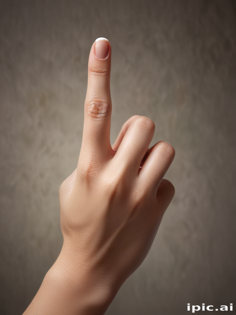 Elegant Hand Gesture Signifying One, Against a Subtle Textured Background