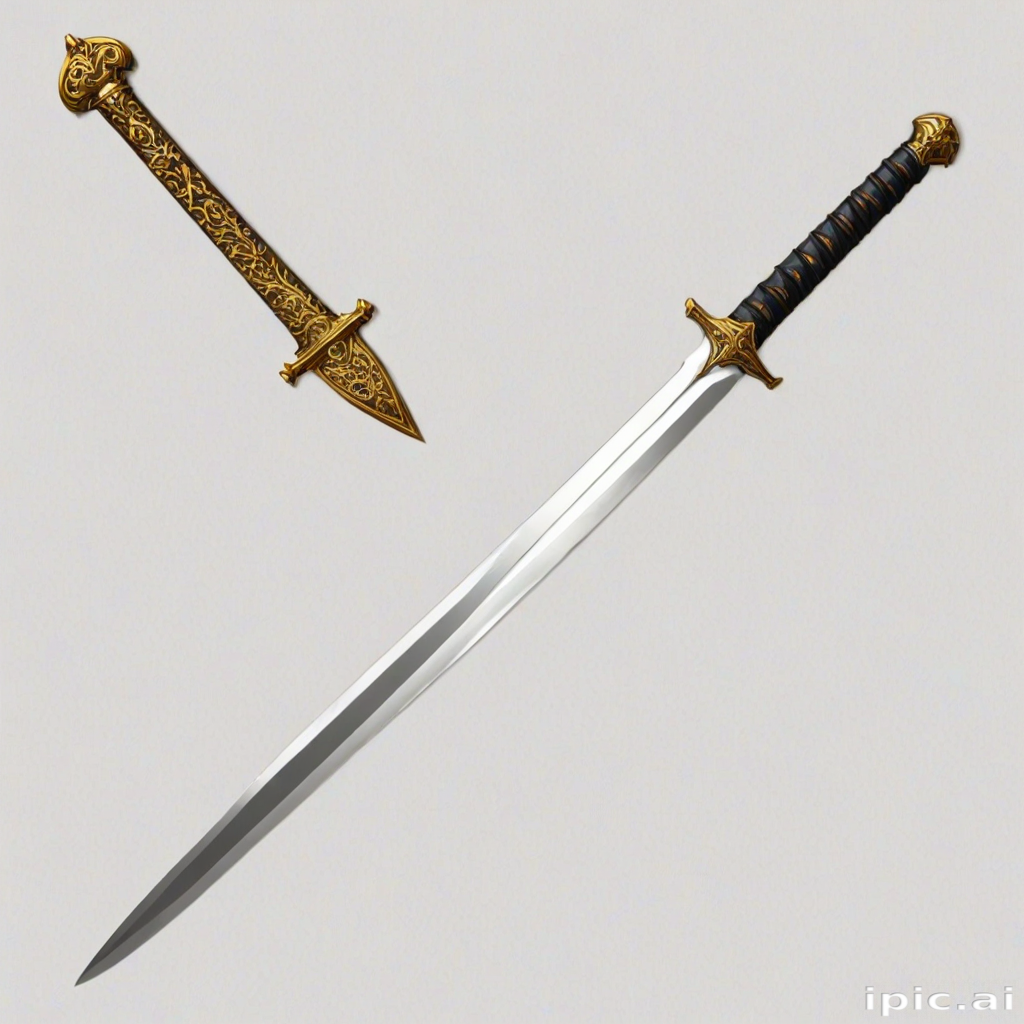 Intricately Designed Sword with Ornate Hilt and Decorative Sheath ...