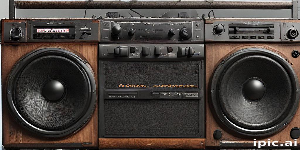 Classic Vintage Boombox with Dual Speakers and Retro Design Elements