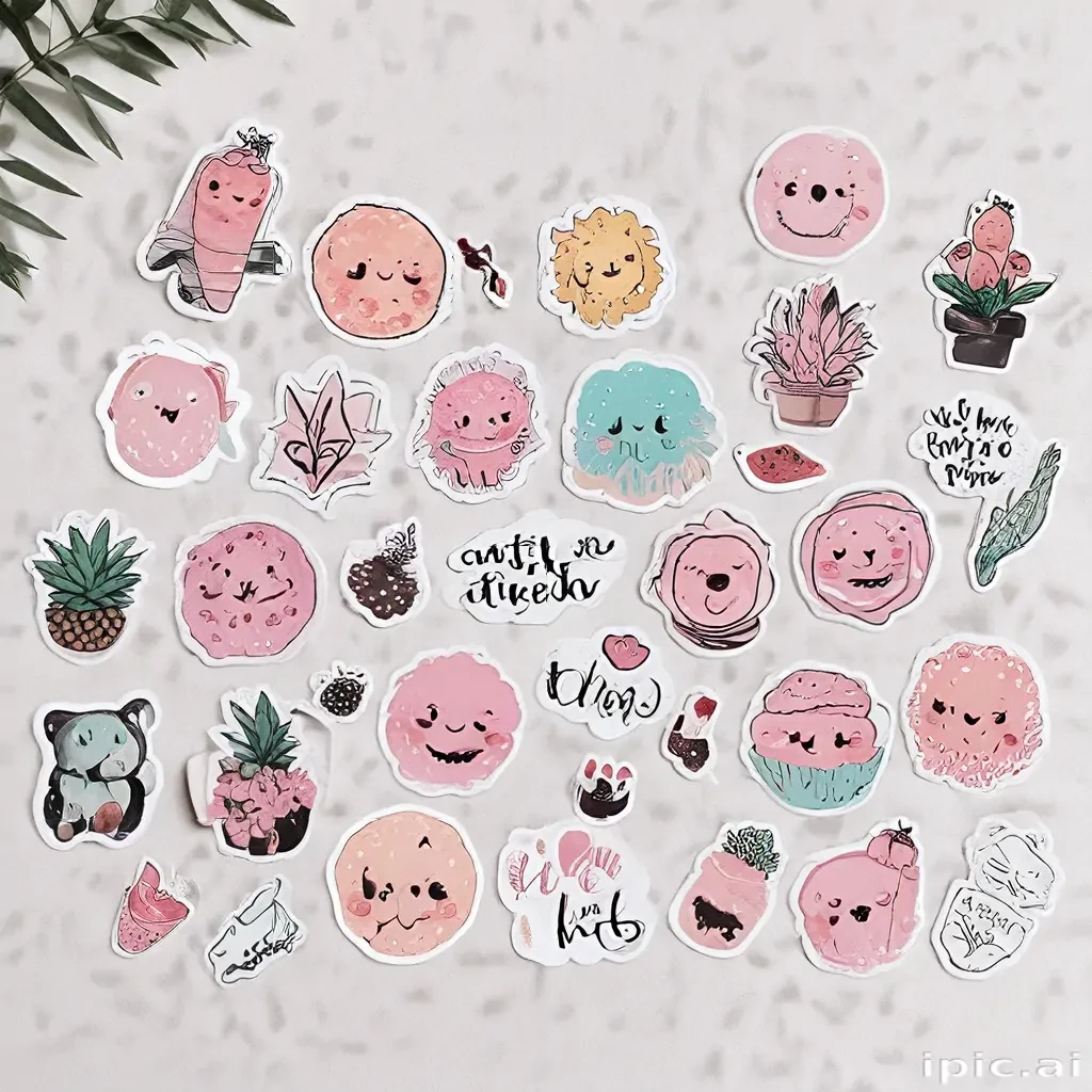 A Colorful Collection of Cute and Whimsical Stickers Featuring Adorable ...