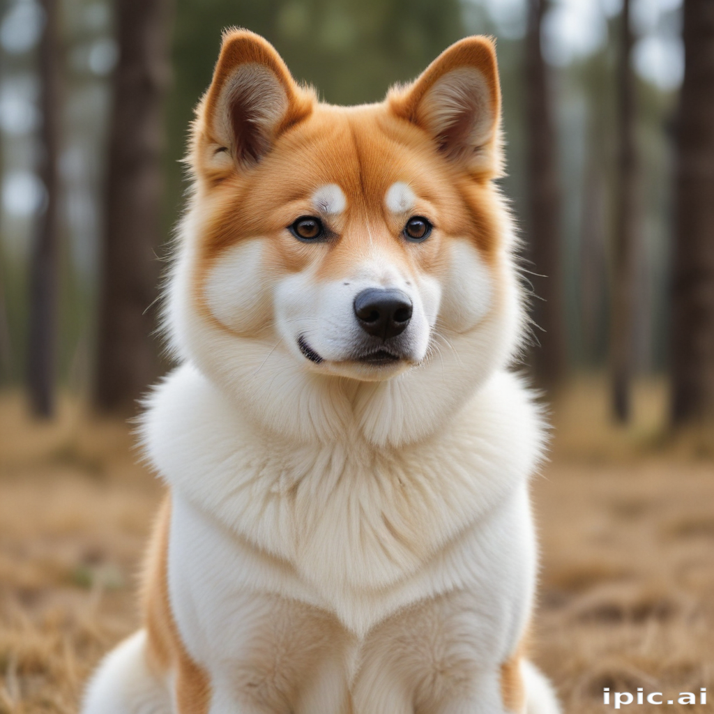 A Beautiful Dog Sitting Gracefully Among Trees in a Forest Setting.