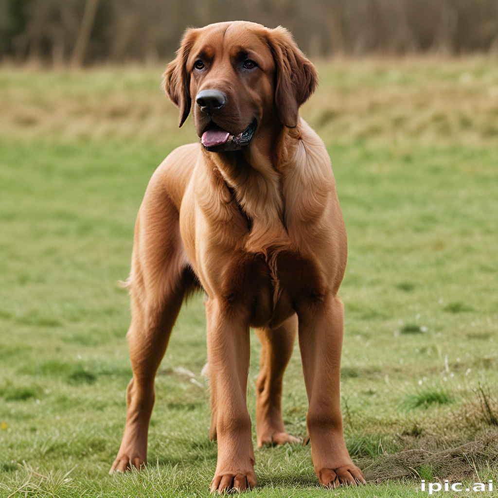 A Beautiful Golden Dog Standing Proudly in a Sunny Meadow.