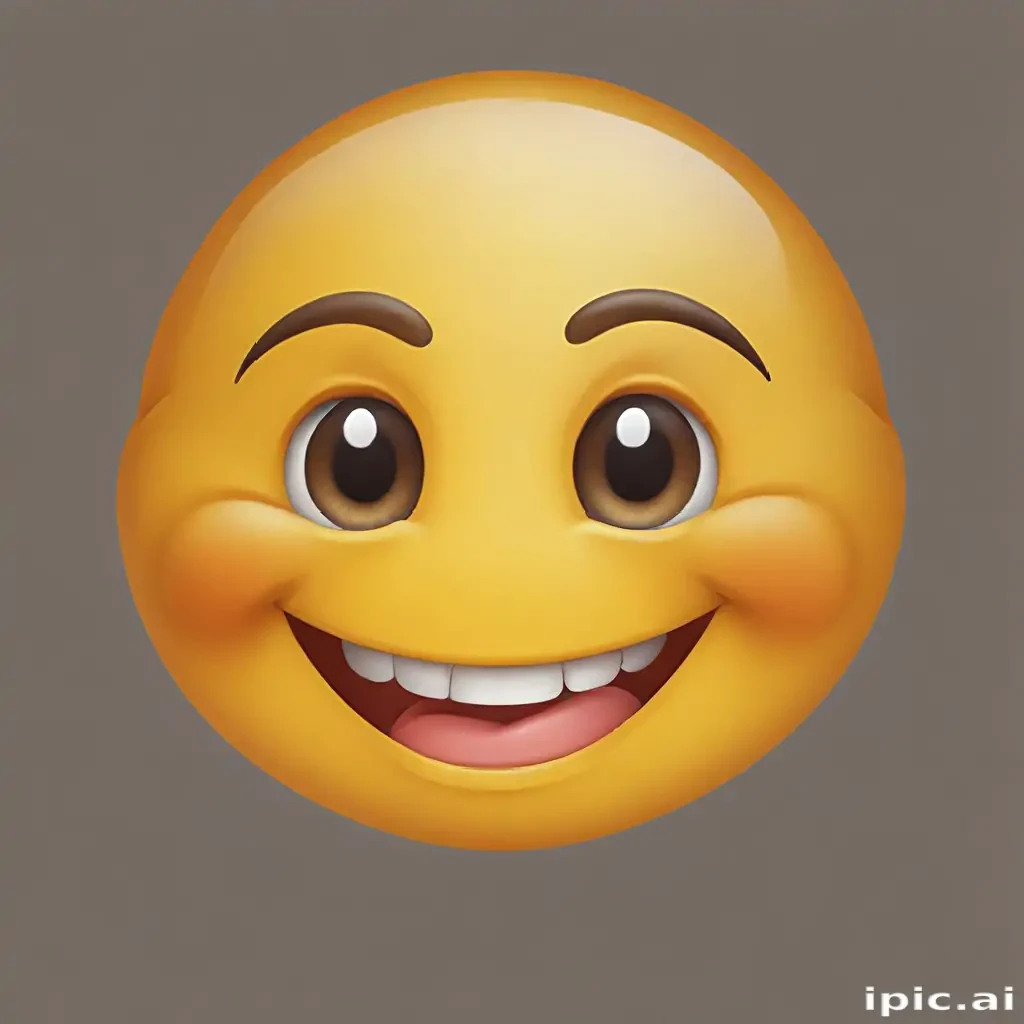 Joyful Smiling Emoji with Bright Eyes and Cheerful Expression on Gray ...
