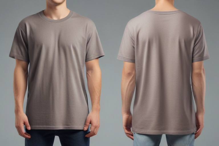 Stylish Casual Gray T-Shirt for Men: Front and Back View Display