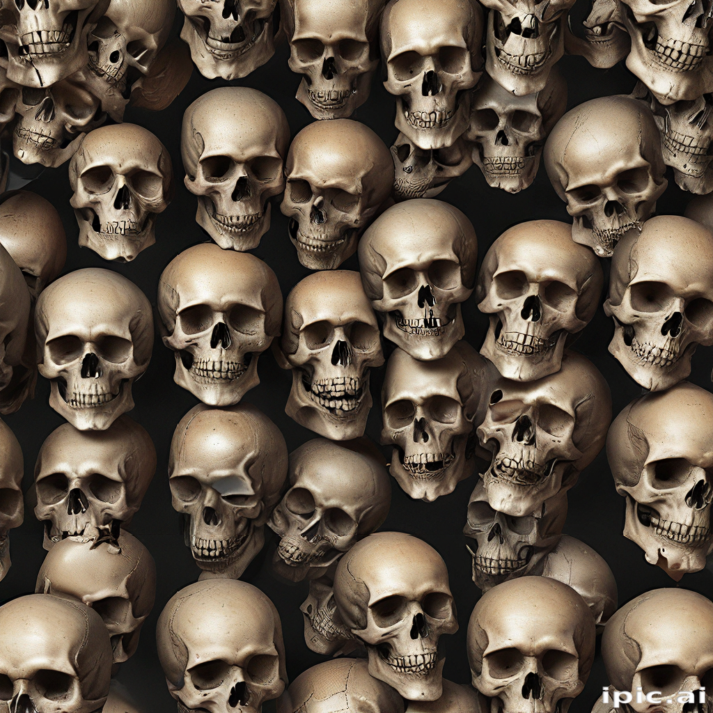 A Dense Arrangement of Human Skulls Creating an Intriguing Visual Impact.