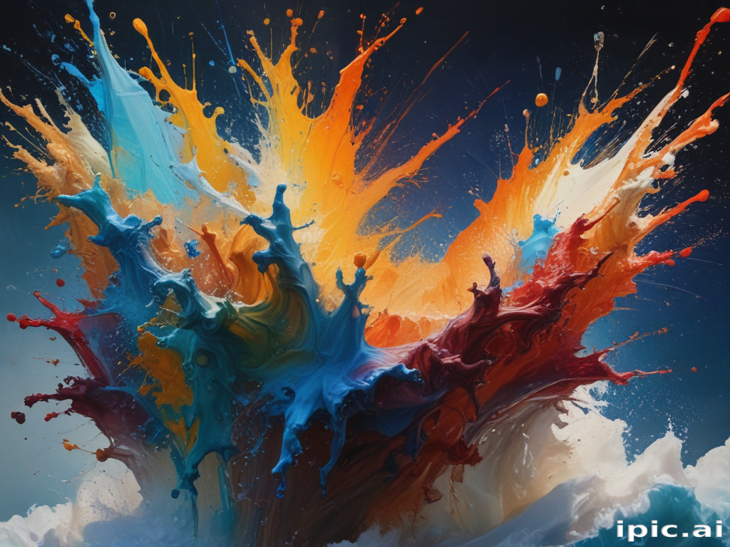 Vibrant Explosion of Colorful Paint Creating a Dynamic Artistic Landscape