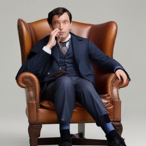 Sherlock Holmes’s sitting on his chair in his office