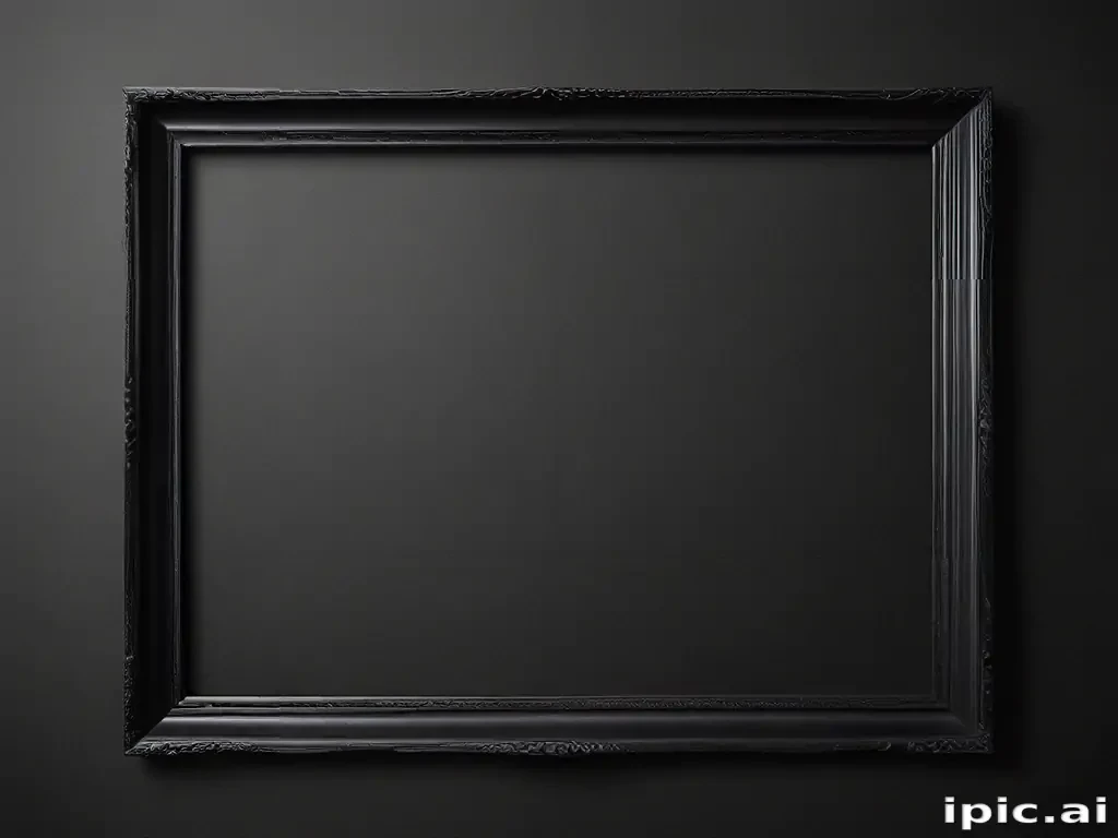 An Elegant Black Frame Set Against a Dark Background for Artwork Display