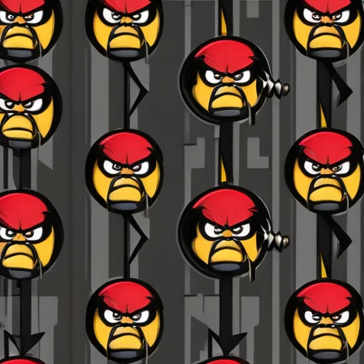 Angry Birds Pattern Featuring Red Characters on a Dark Background Design