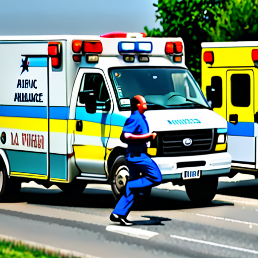 man running away from ambulance