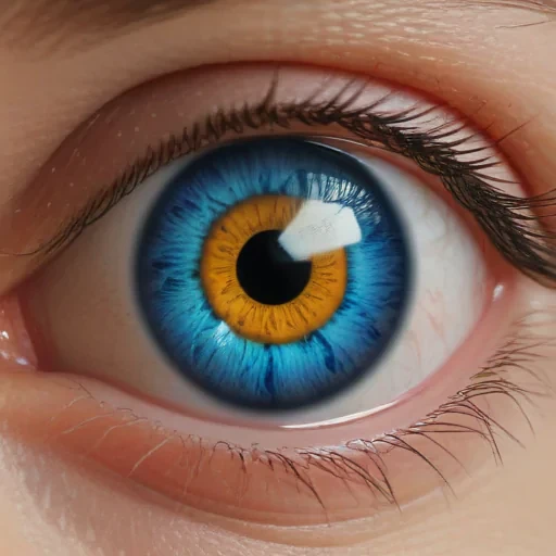 Close-Up of a Stunning Eye with Vibrant Blue and Orange Colors