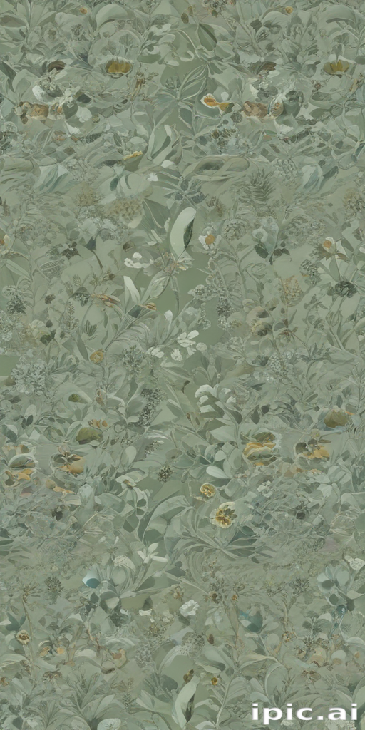 Elegant Floral Pattern with Subtle Green Tones and Delicate Details