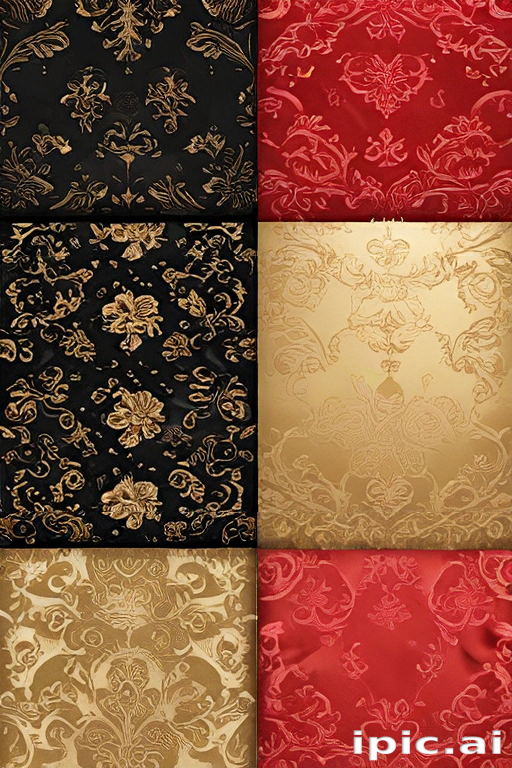 Elegant Textile Patterns Featuring Rich Colors and Intricate Floral Designs