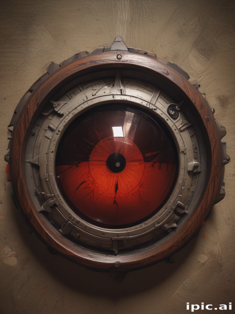 Intricate Circular Design Featuring a Striking Red Eye in Center