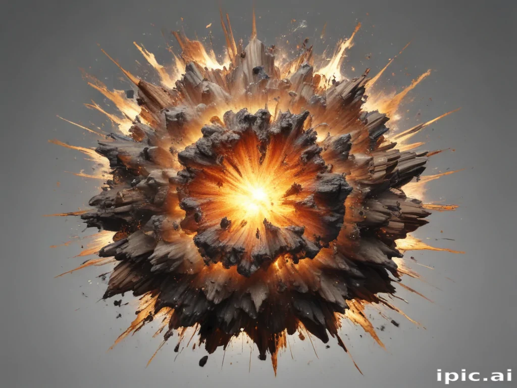 Dynamic Explosion of Colorful Energy and Fragmentation in Abstract Art