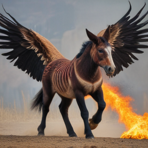 Warrior donkey flaming, wing, phenix