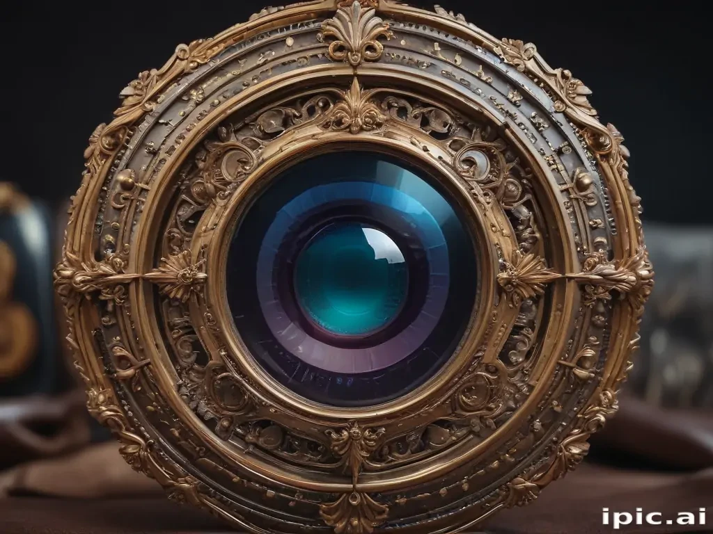 Intricately Designed Vintage Camera Lens Surrounded by Elegant ...