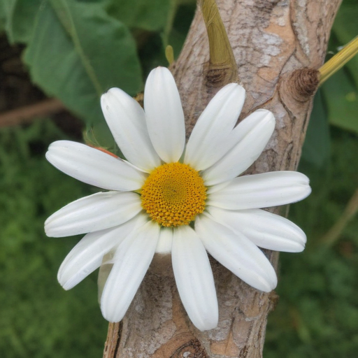 One daisy flower in a sycamore tree