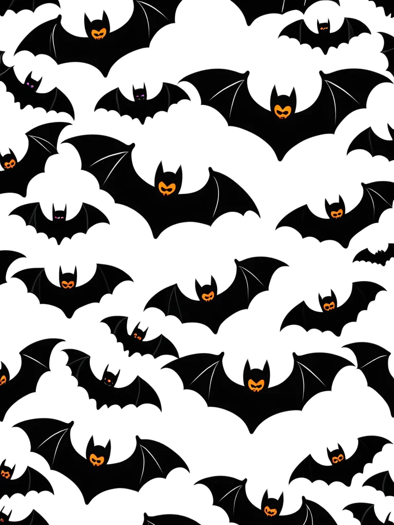Spooky Halloween Scene Featuring a Whimsical Array of Flying Bats