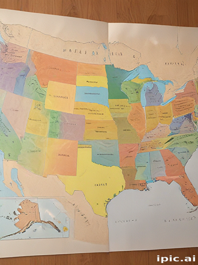 Colorful Map of the United States Highlighting Each State's Unique Features