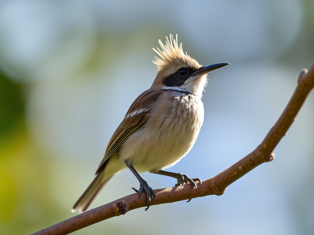 A close-up of a crested bird perched on a branch, captured with a DSLR ...