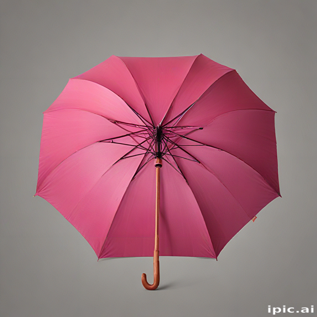 A Beautifully Crafted Pink Umbrella with a Elegant Wooden Handle Design