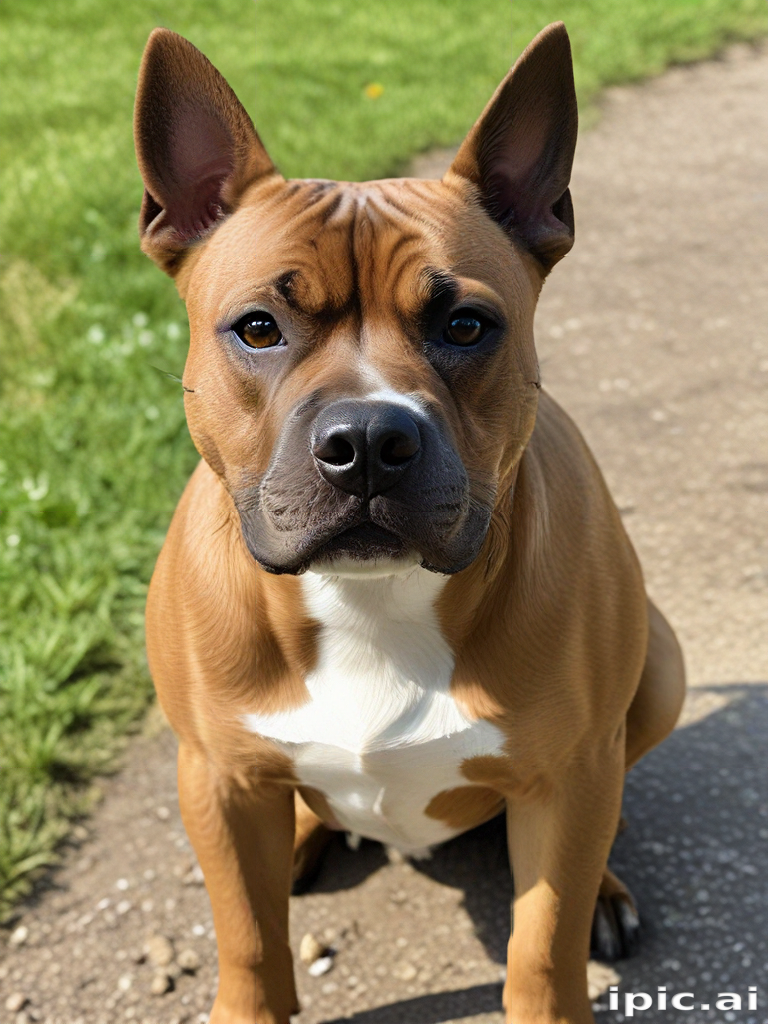 A Playful and Adorable Dog Sitting in the Sunshine Outdoors.