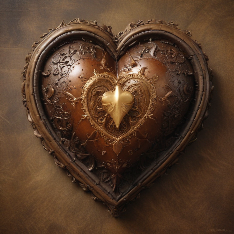 Intricate Artistic Heart Design Featuring a Beautiful Central Golden ...