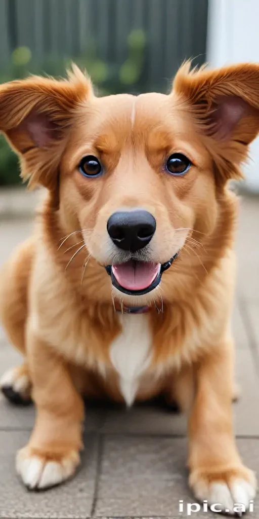 Happy Golden Dog with Big Eyes Enjoying a Sunny Day Outdoors