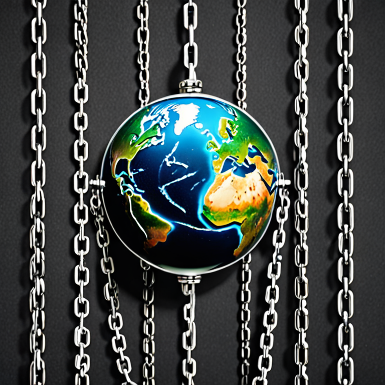 planet earth with chains