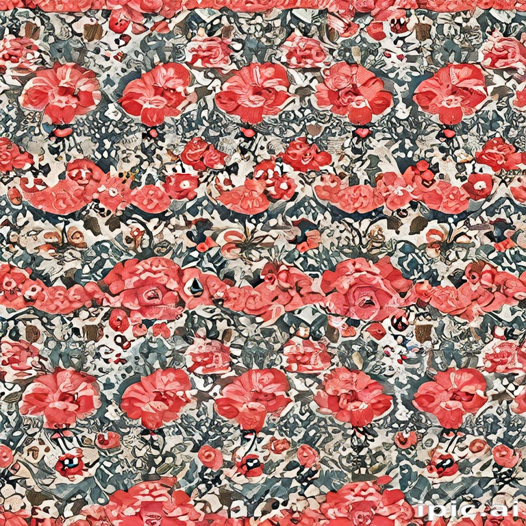 Vibrant Floral Pattern with Intricate Details and Soft Color Palette