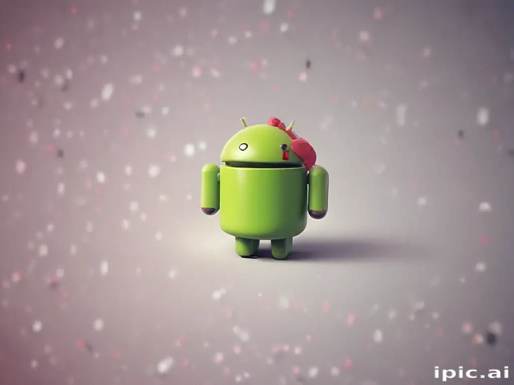 Playful Android Character Surrounded by Colorful Confetti and Festive ...