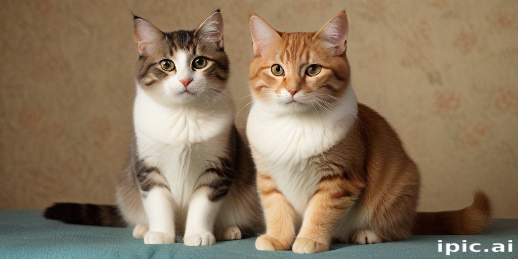 Two Adorable Cats Sitting Together, Showcasing Their Unique Personalities