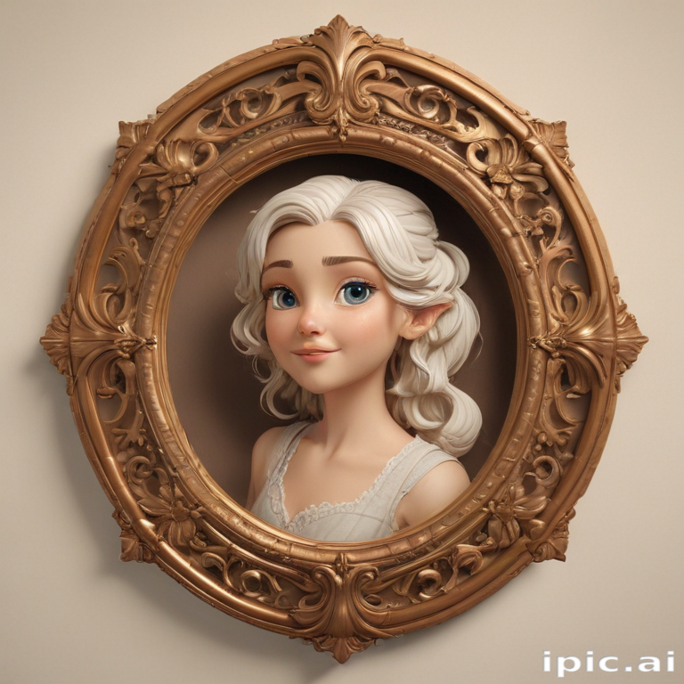 Charming Portrait of a Young Girl in an Ornate Golden Frame