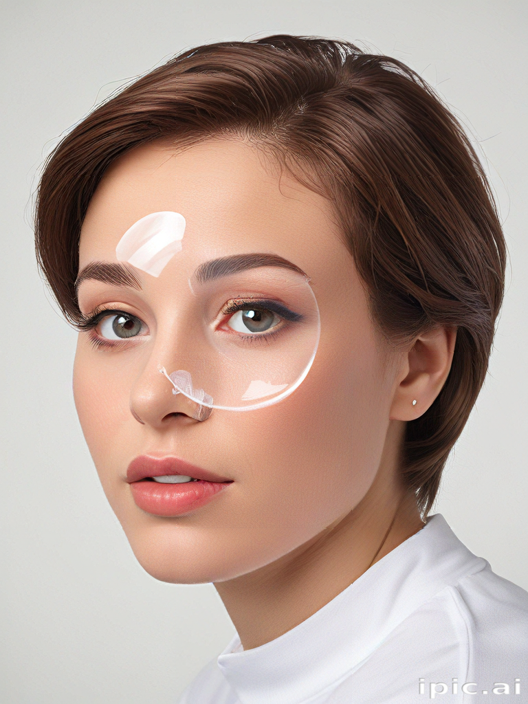 Close-Up Portrait of a Young Woman with Skincare Patch on Face