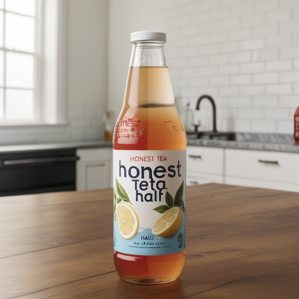 Refreshing Honest Tea Half Lemonade Beverage on Wooden Kitchen Table