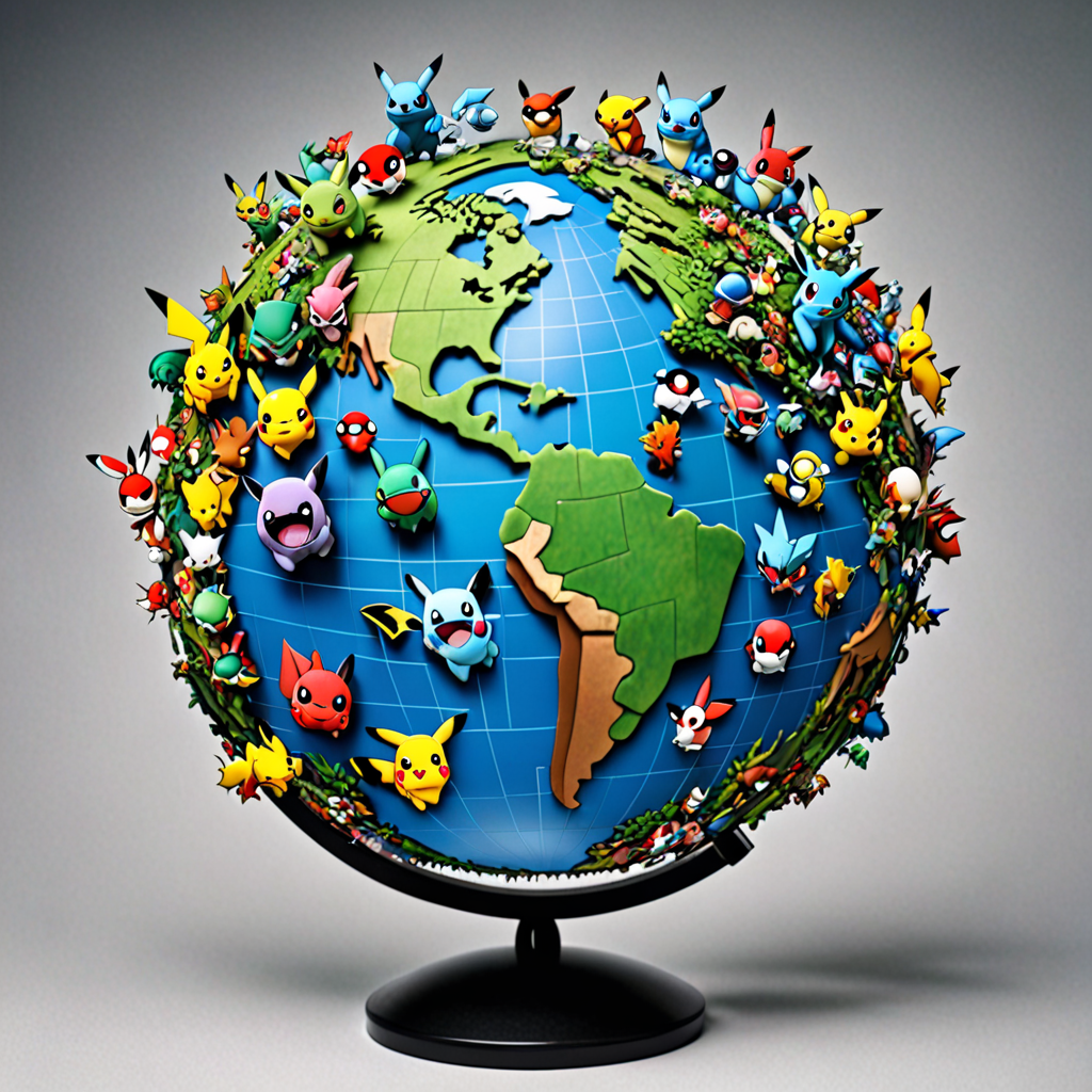A globe with various pokemons coming out of it