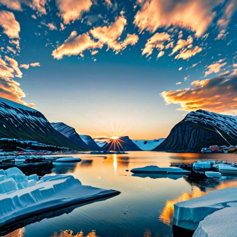 super bright midnight sun photo in arctic norway in a wonderful super ...