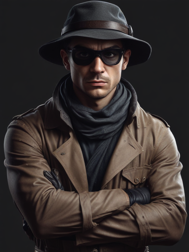 Intriguing Figure in a Classic Detective Outfit with Stylish Accessories