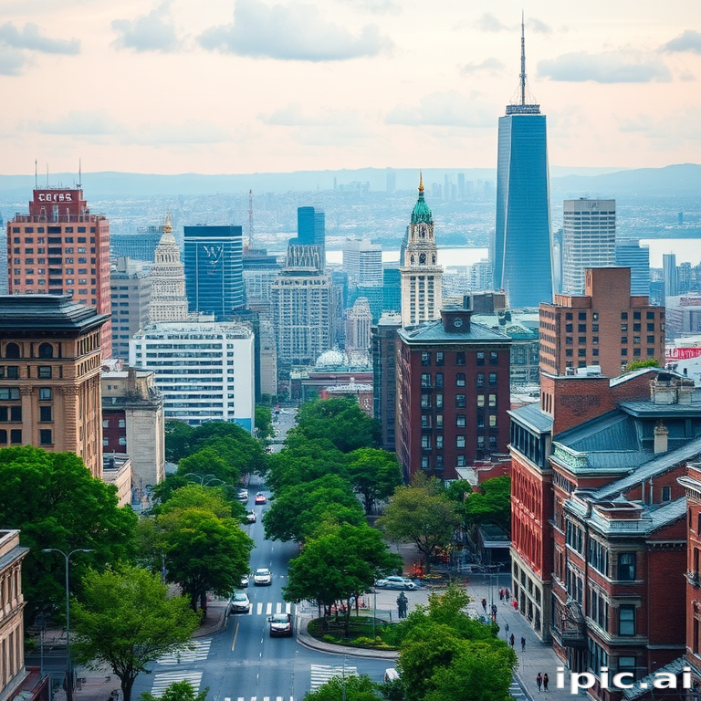 Stunning Urban Landscape View of a Modern City Skyline with Nature