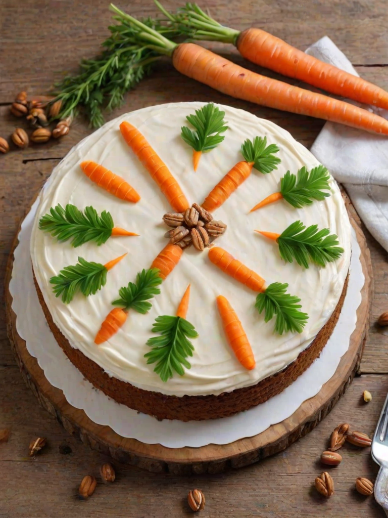 Deliciously Decorated Carrot Cake with Cream Cheese Frosting and Fresh ...