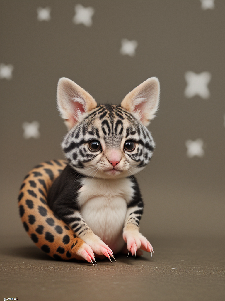 A Playful Hybrid Creature Combining Features of a Cat and a Leopard.