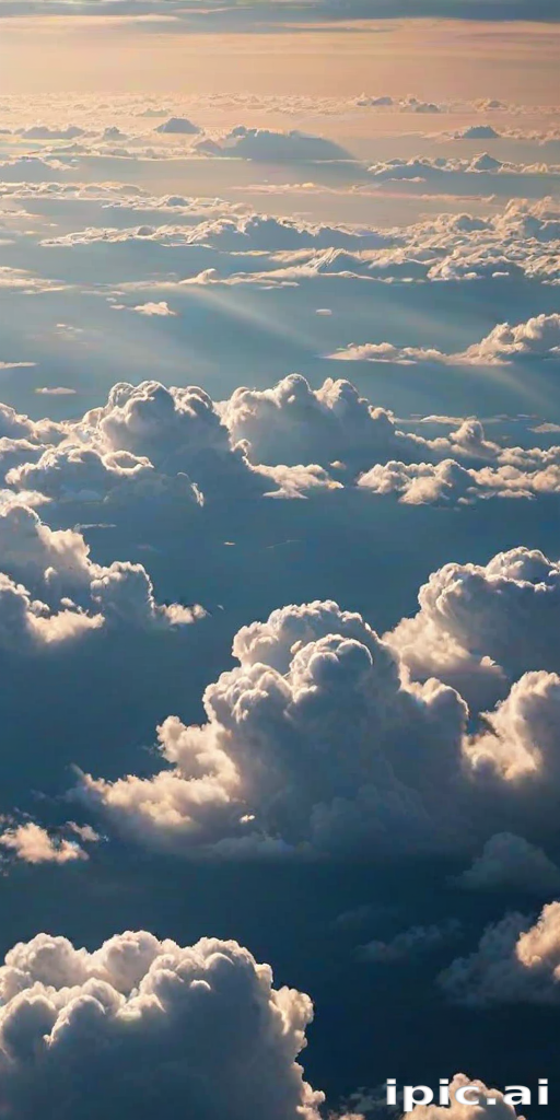 Majestic View of Soft, Fluffy Clouds Illuminated by Golden Sunset Light