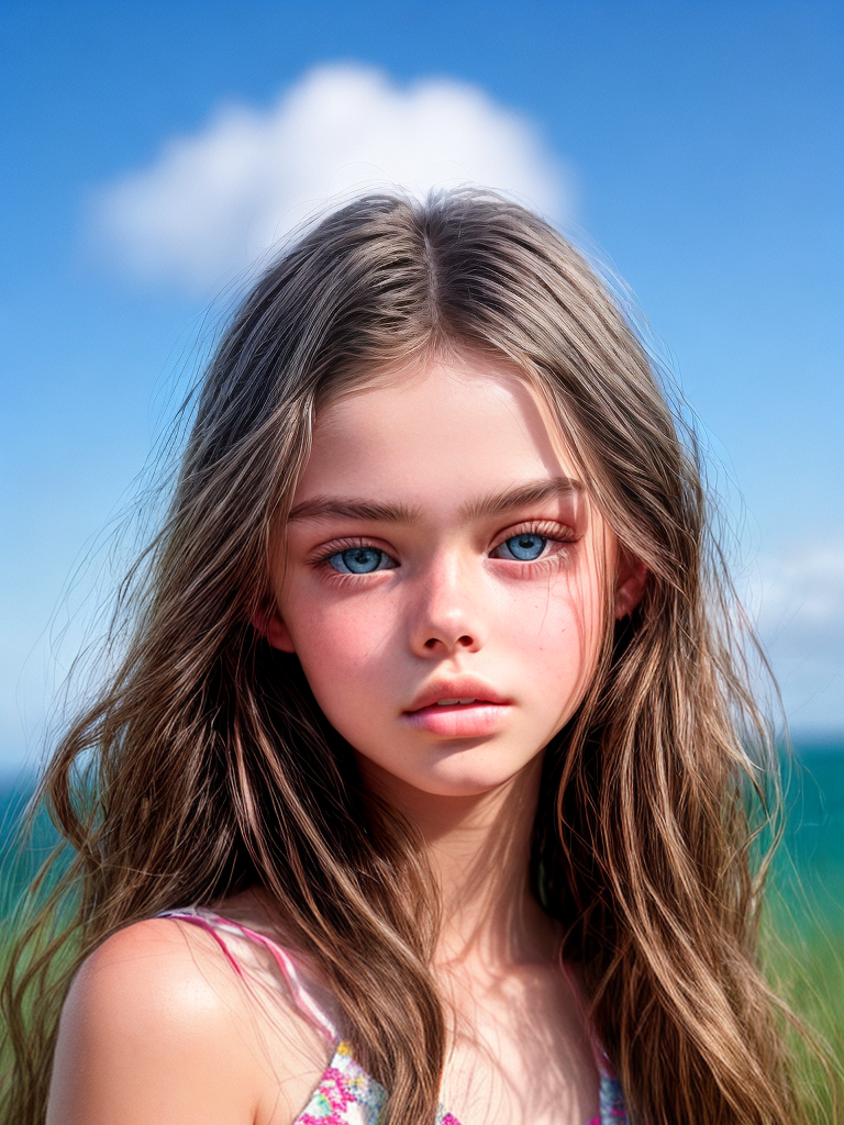 Masterpiece portrait of a sad charming girl that resembles meika ...