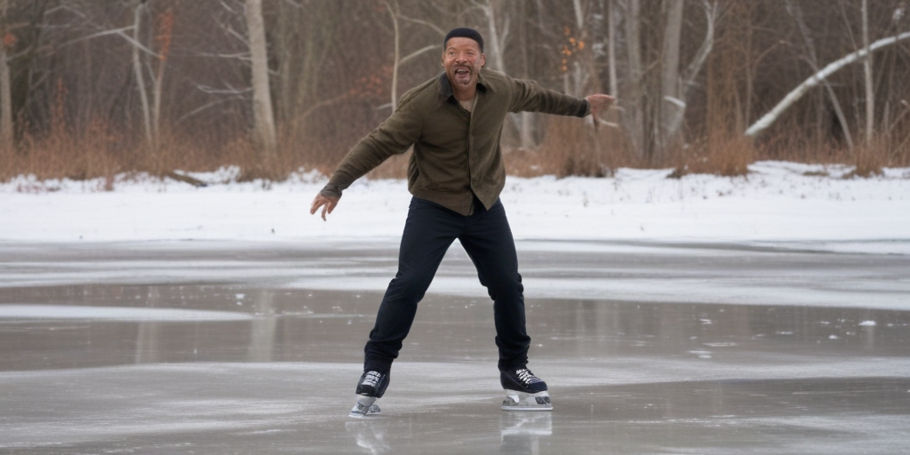 will smith ice skates on a frozen pond