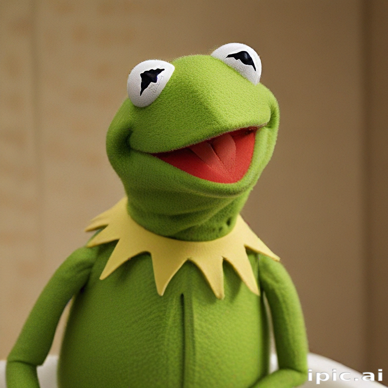 Cheerful Green Puppet with Big Eyes and a Bright Smile