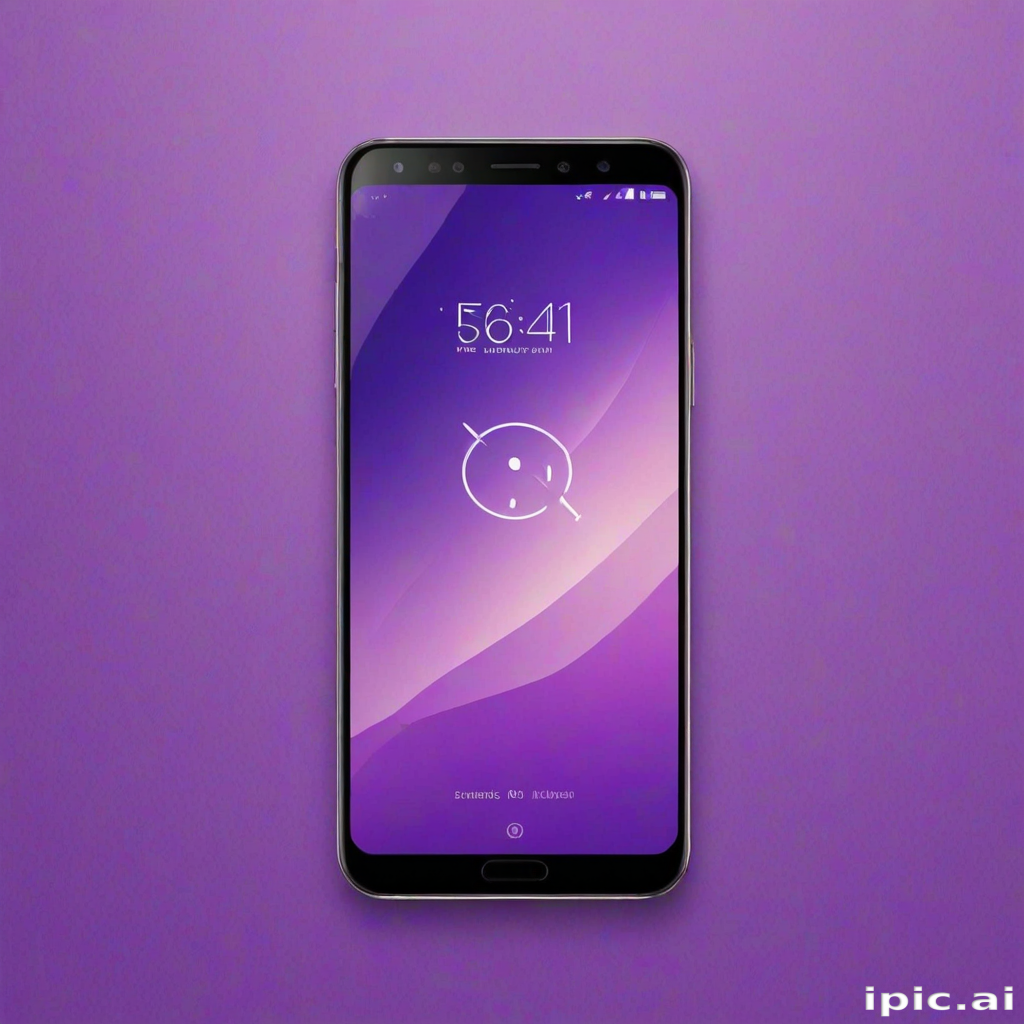 Modern Smartphone Displaying Time on a Vibrant Purple Background