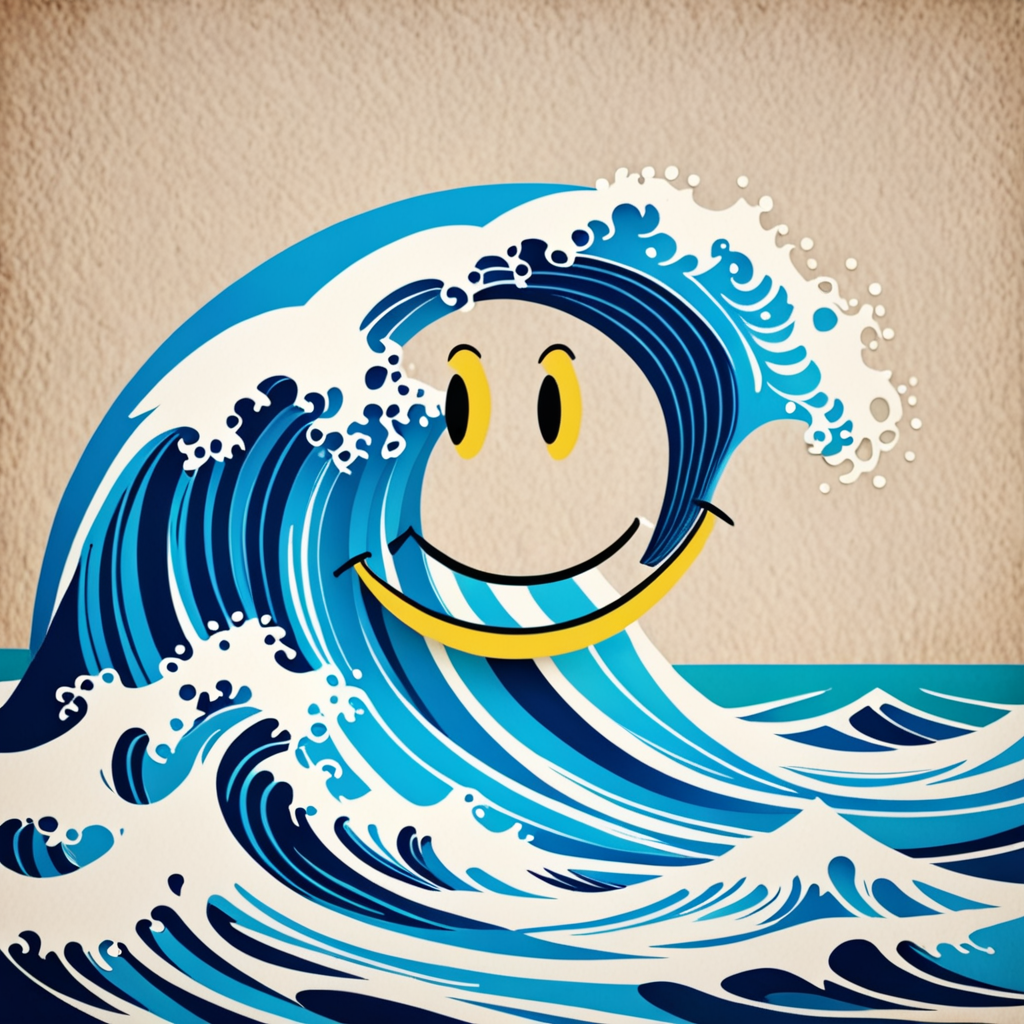 an ocean wave in the shape of a smile with a pop art theme