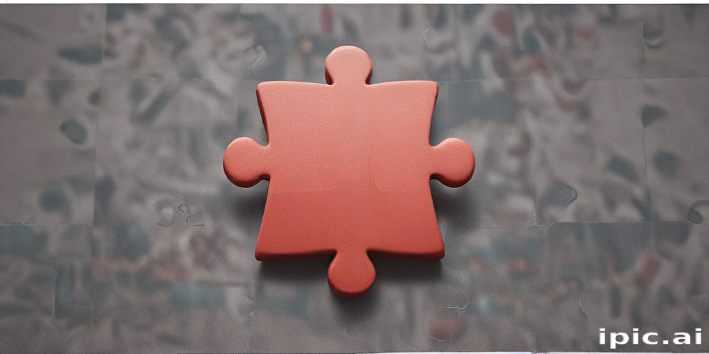 Single Red Puzzle Piece on a Colorful Background of Other Pieces